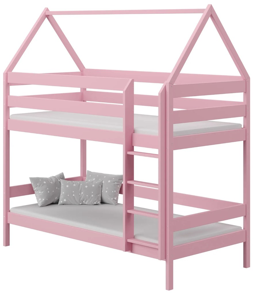 BabyBeds Dětská patrová postel DOMEČEK Velikost postele: 160x80 cm, Barva postele: Bílá, Úložný prostor: Jeden velký šuplík na kolečkách