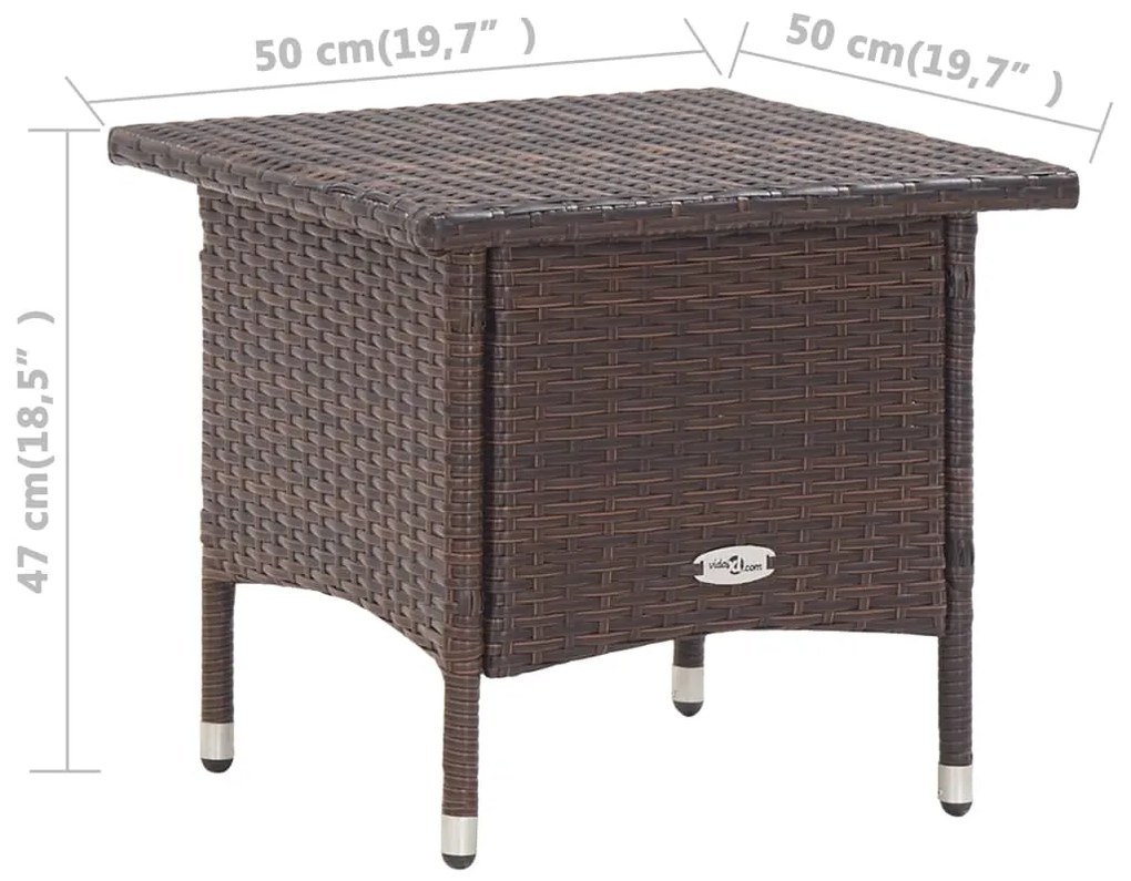 Čajový stolek hnědý 50 x 50 x 47 cm polyratan - Default Title