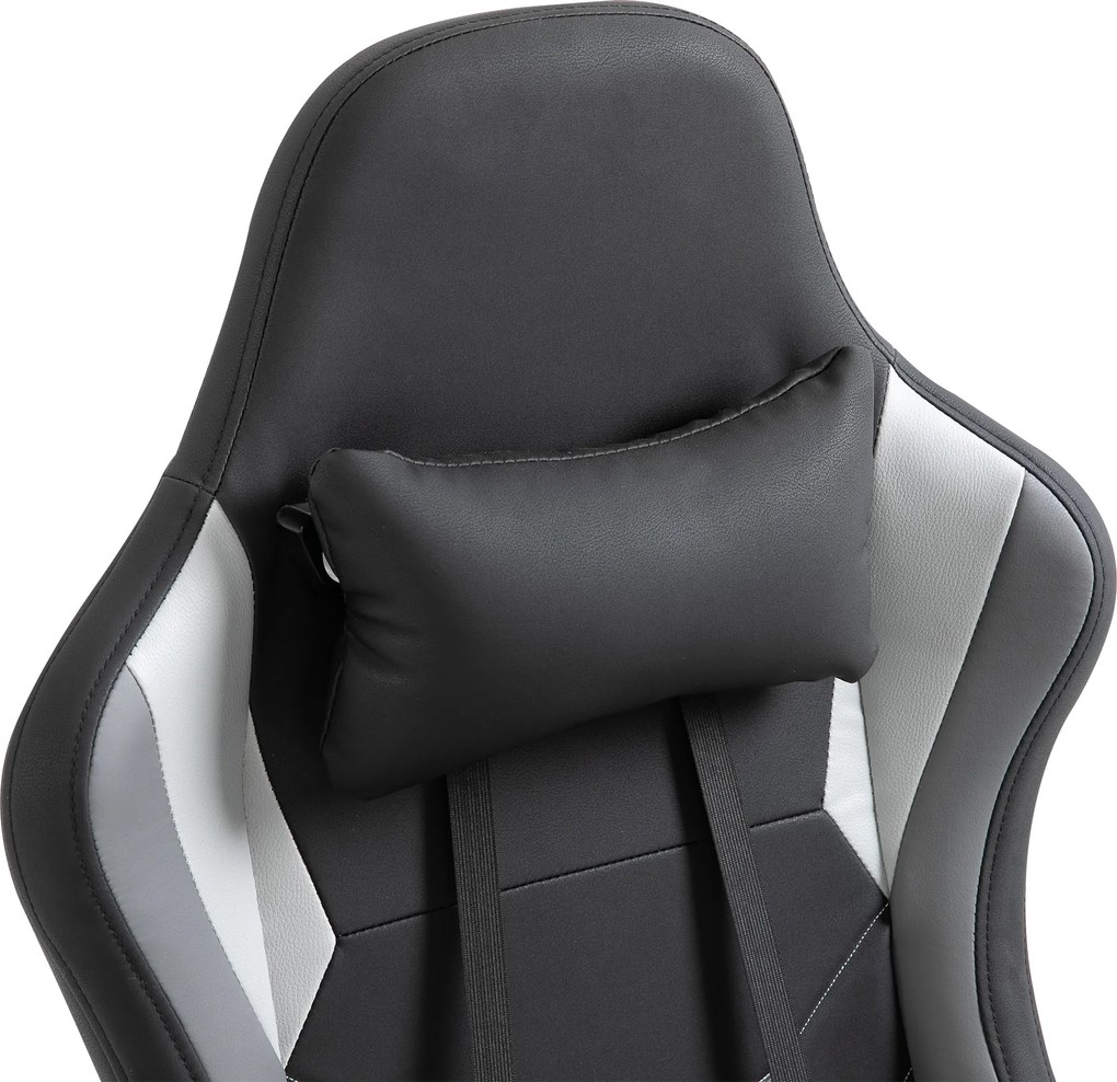 Herní křeslo Vinsetto, výškově nastavitelné, s opěrkou hlavy a bederním polštářem, ergonomické, do 120 kg, s podnožkami, černé | Aosom.de