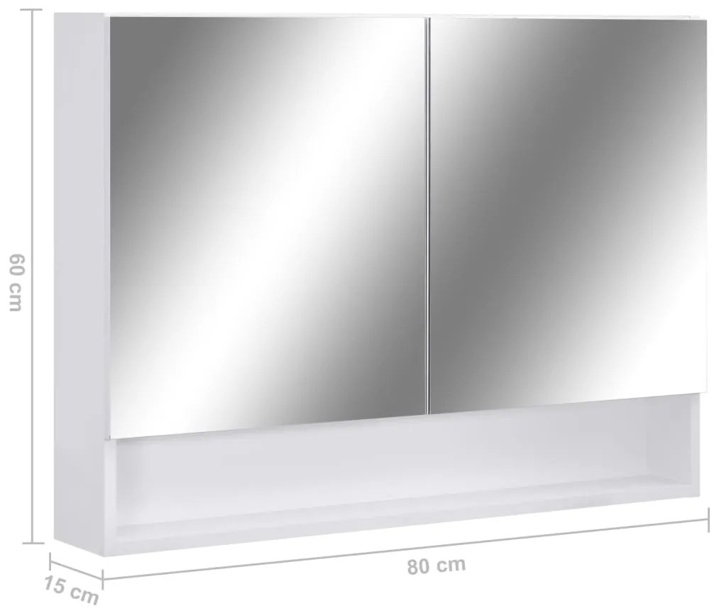 vidaXL Marketos LED koupelnová zrcadlová skříňka bílá 80 x 15 x 60 cm MDF