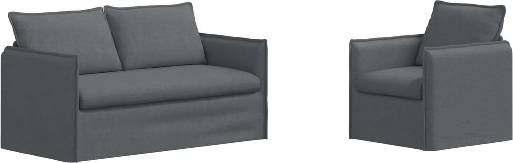 Set pohovek 2 ks Tmavě šedá Textil 3407568