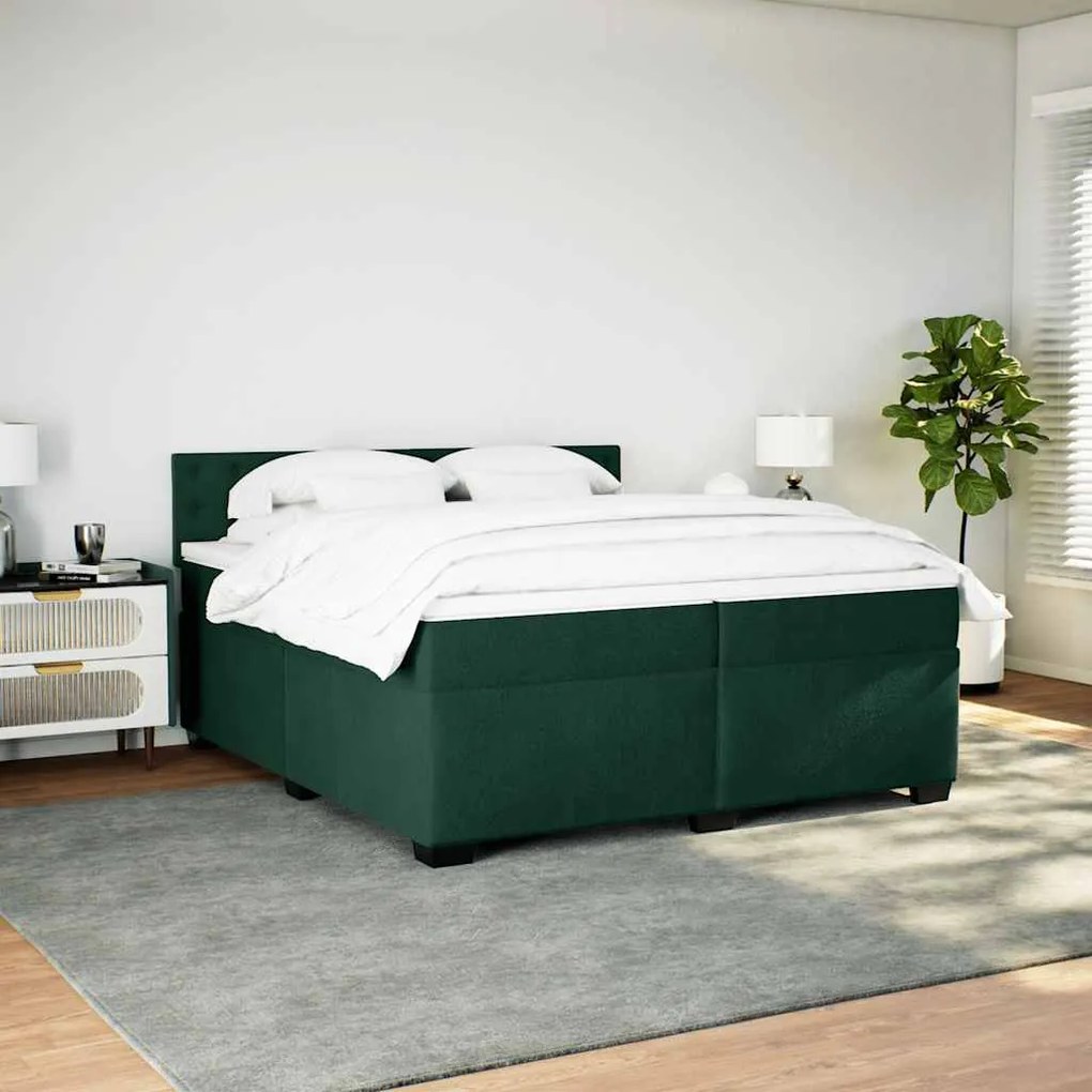 Box spring postel s matrací tmavě zelená 200x200 cm samet 3288717