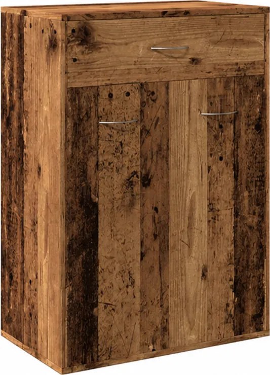skříňka na boty, botník, 1 zásuvka, 2 dvířka, dřevo, 85x61x36 cm, staré dřevo, Dekorino BB20260066
