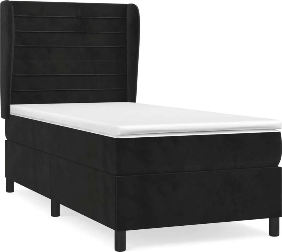 vidaXL Box spring postel s matrací 80 x 200 cm samet [3129239] Barva: Růžová