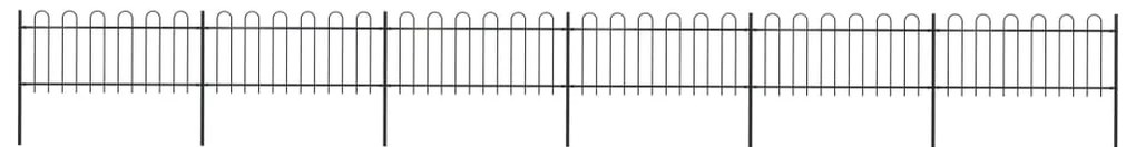 Zahradní plot s obloukem nahoře ocelový 1070 x 80 cm černý