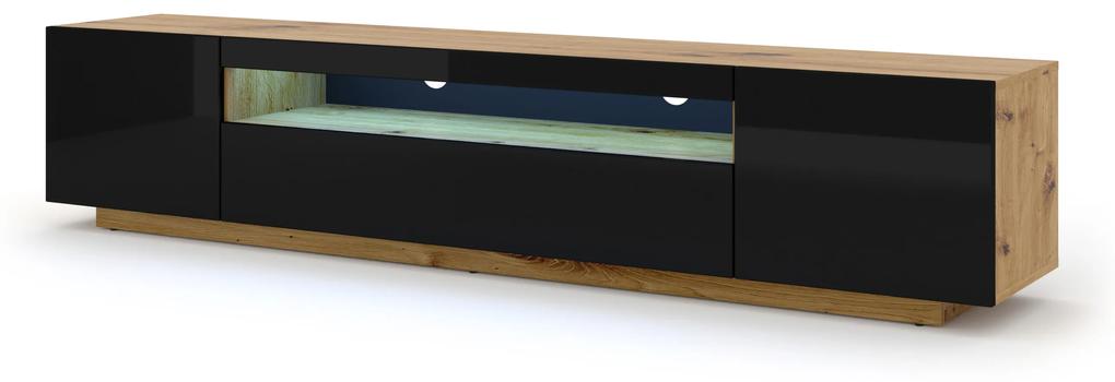 TV stolek/skříňka Aurora 200 (dub artisan + černá) (LED). 1057702