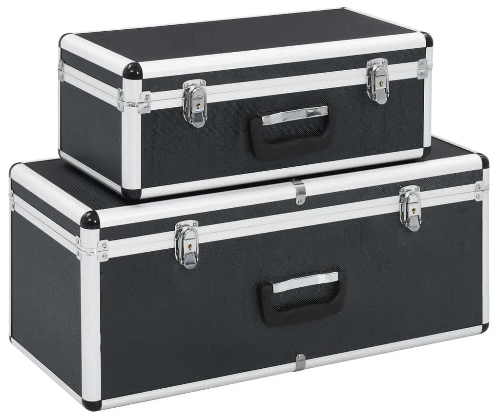 91851 vidaXL Úložné kufry 2 ks černé hliníkové
