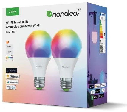 Nanoleaf N7501B02-2A60E-SADA 2x LED RGBW Stm. žárovka A19 E27/9W/230V 2700-6500K