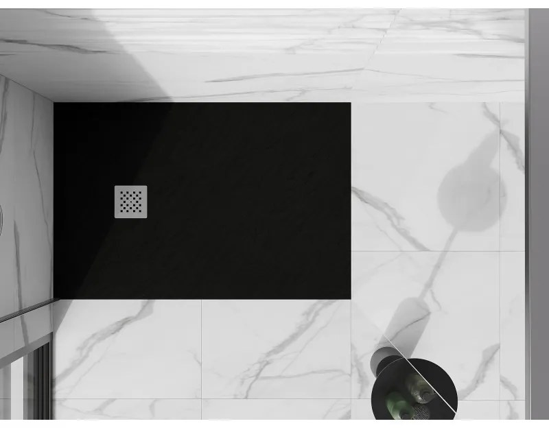 Mexen Stone+ kompozitní čtvercová sprchová vana 130 x 90 cm, Černá - 44709013