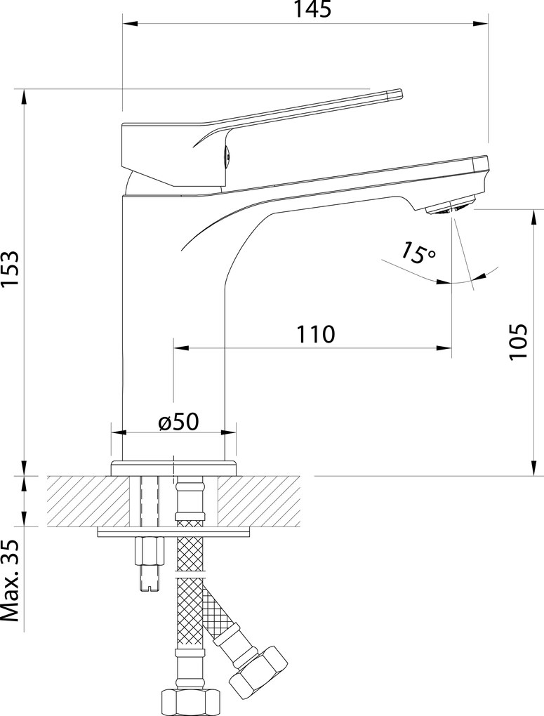 Aqualine Sintra Eco umyvadlová baterie stojánková 6 l/min bez výpusti chrom SX002-02