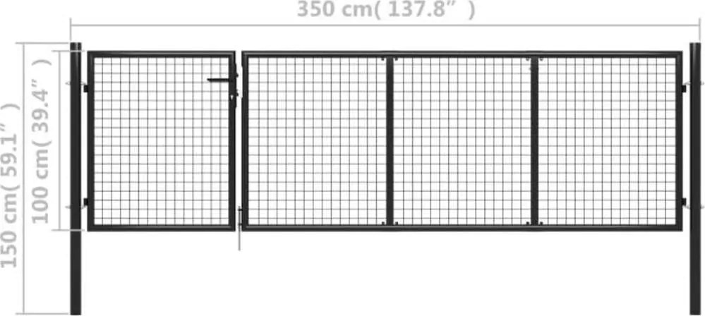 vidaXL Zahradní brána ocel 350 x 100 cm [144341] Barva: Zelená