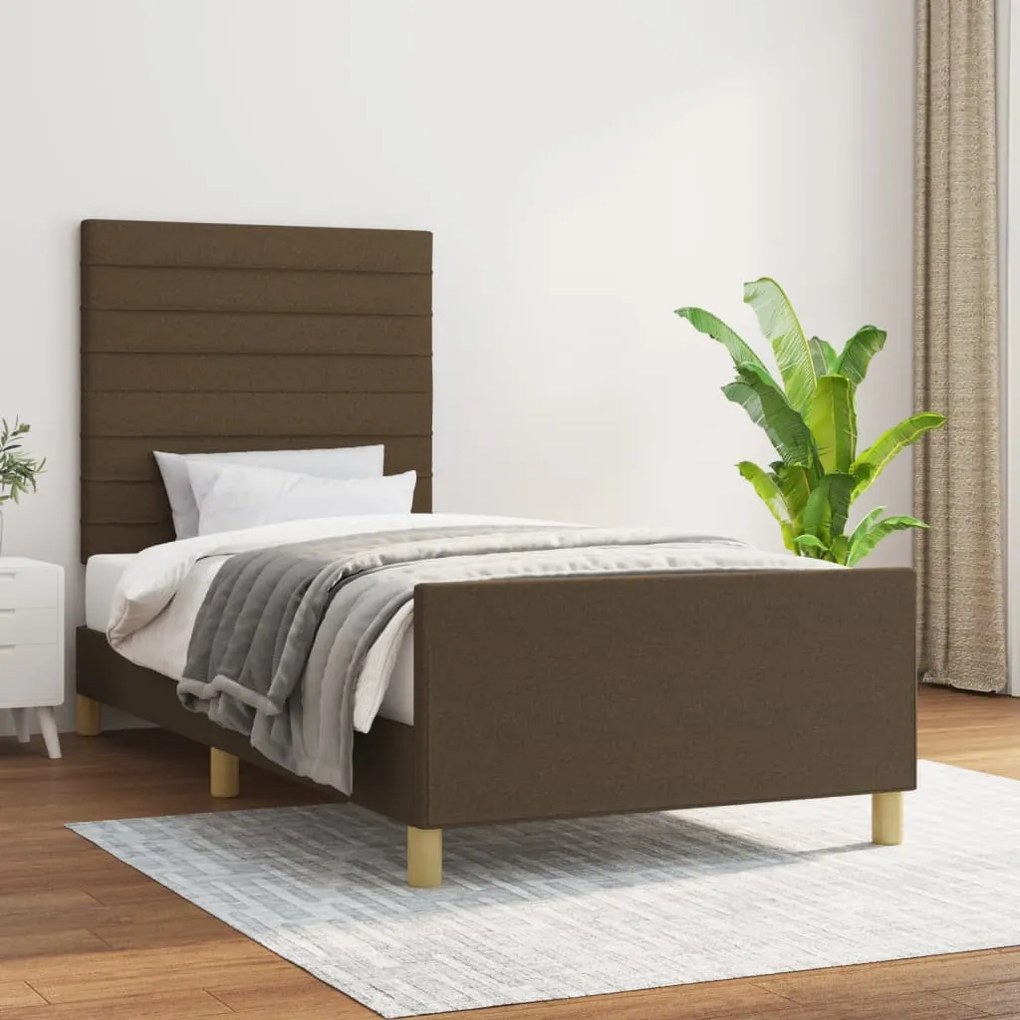 Rám postele bez matrace tmavě hnědý 90 x 200 cm textil 3125109