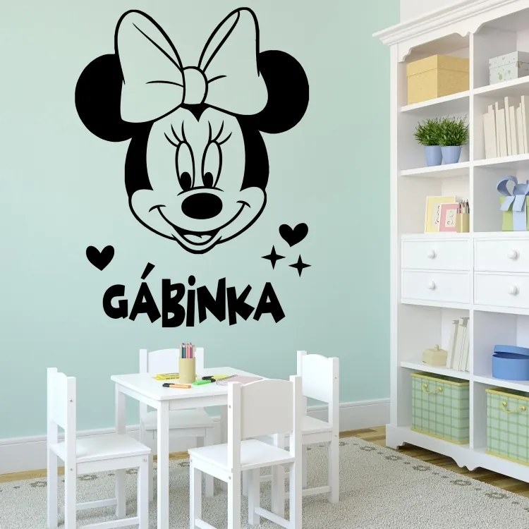 Mickey Mausová s vaším textem - vinylová samolepka na zeď 100x73cm