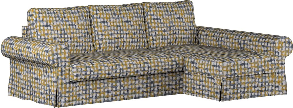 Potah na pohovku IKEA Backabro rozkládací se šezlongem barva modrá látka pletený vzor, vzorované
