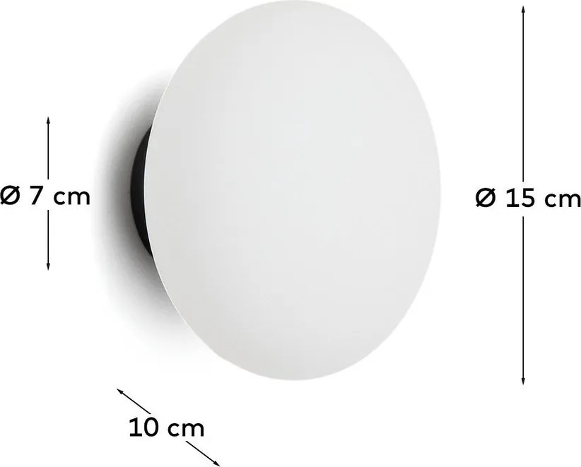 Bílé/černé nástěnné svítidlo ø 15 cm Bamila – Kave Home