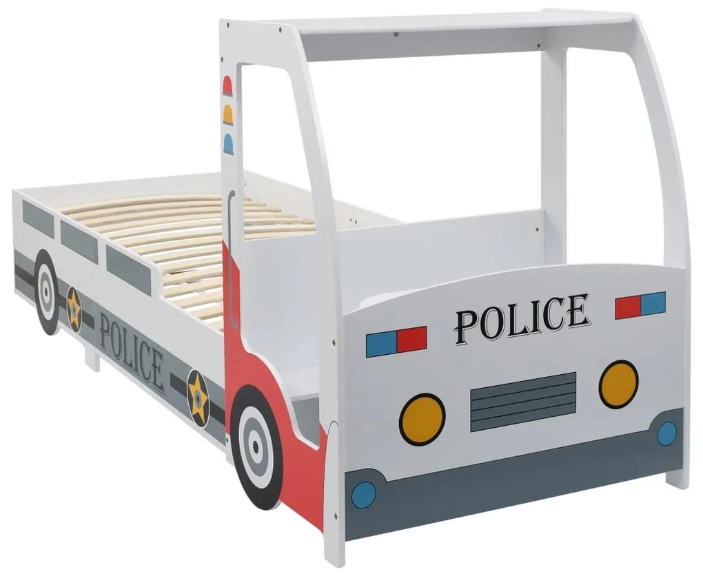 244012 vidaXL Dětská postel policejní auto se stolem 90 x 200 cm