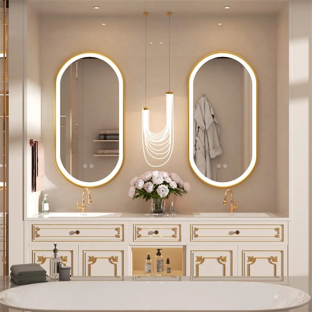 Tutumi Oválné zrcadlo 50x100 cm s vyhříváním a regulovatelným LED osvětlením HOM-02506