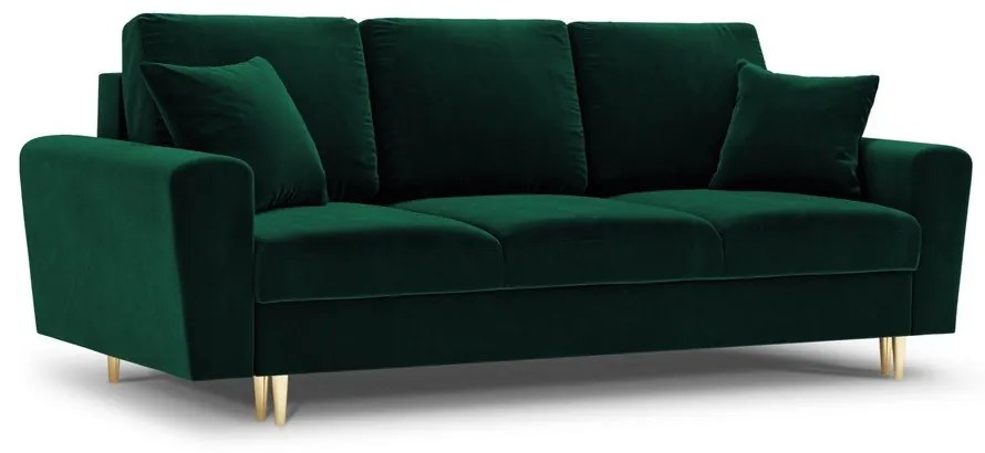 Zelená sametová rozkládací/s úložným prostorem pohovka 235 cm Kyoto – Cosmopolitan Design