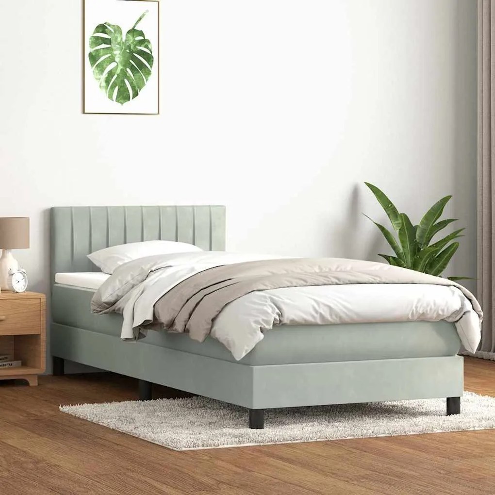 Box Spring Postel s matrací Světle šedá 90x220 cm Samet 3316431