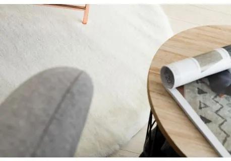 Kulatý koberec BUNNY bílá, imitace králíčí kožešiny velikost kruh 140 cm | krásné koberce cz