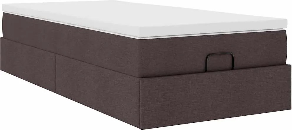 Osmanský rám postele s matrací tmavě šedá 80x200cm textil 3311067