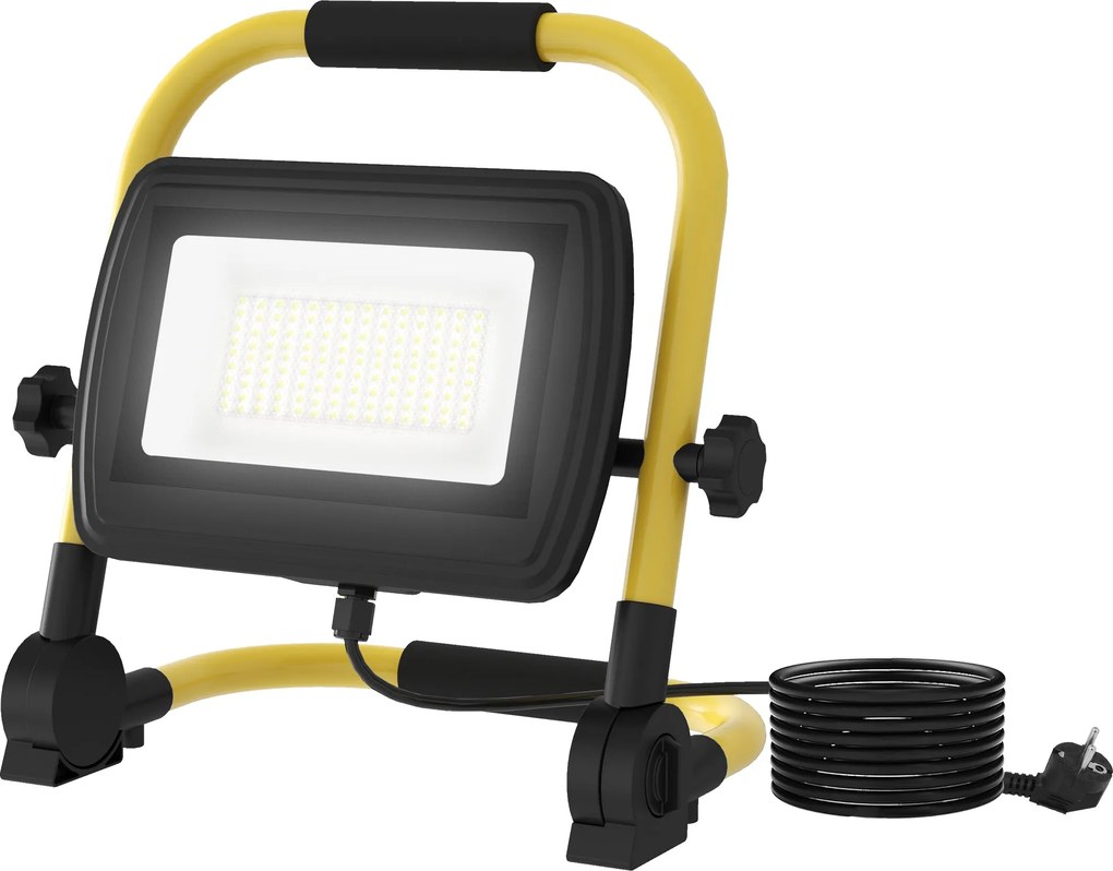 HOMCOM 50W LED Reflektor s Nastavitelnými Hlavami a Stojanem 4250 Lumenů IP65 6500K Voděodolné Přenosné LED Projektorové Světlo s Držadlem pro Vnitřní