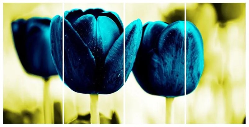 Obraz dvou modrých tulipánů  (160x80 cm), 40 dalších rozměrů