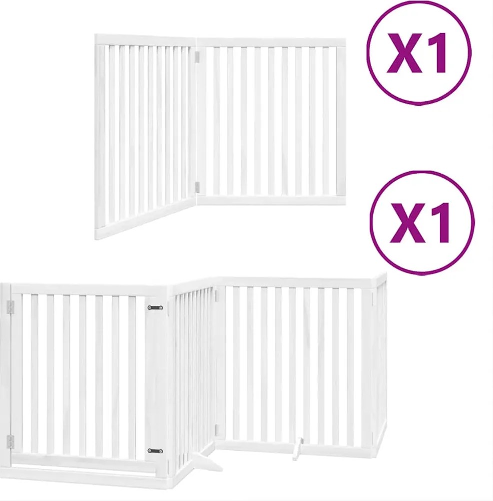 Zábrana pro psy s dvířky skládací 6 panelů bílá 480 cm topol 3155677