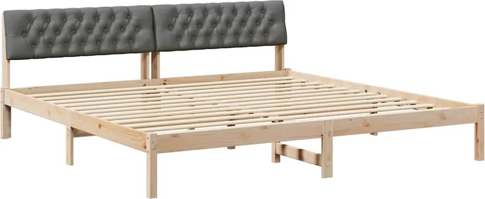 Rám postele s čelo hnědá a tmavě šedá 200 x 200 cm 3394339