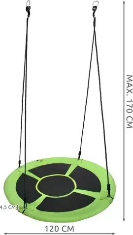 Závěsná houpačka čapí hnízdo zelenočerná 100 cm – nosnost 150 kg