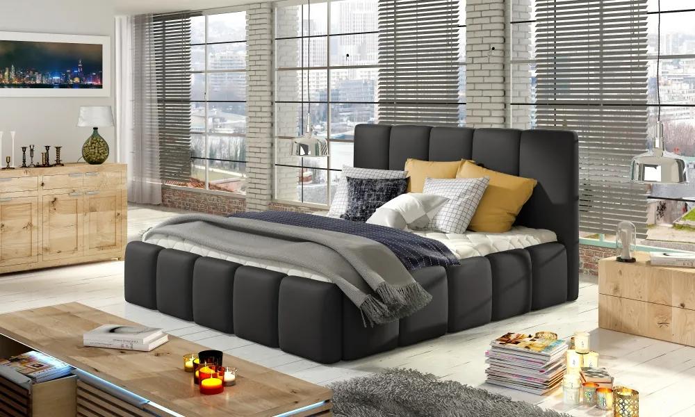 Čalouněná postel HEDVIKA černá ekokůže 180x200cm