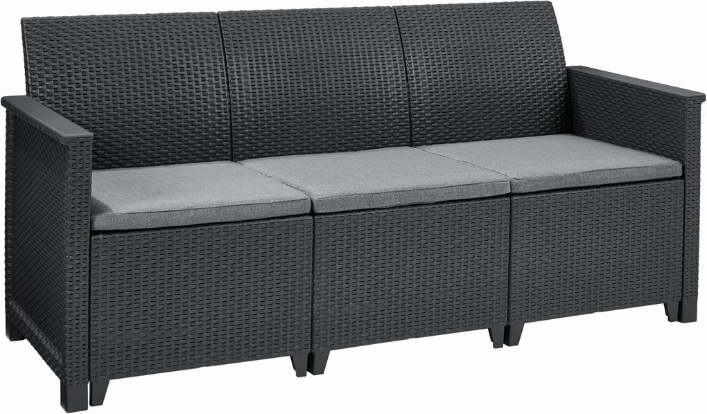 KETER ELODIE 3 SEATER Set zahradní s úložným stolem, grafit/šedá 17212057