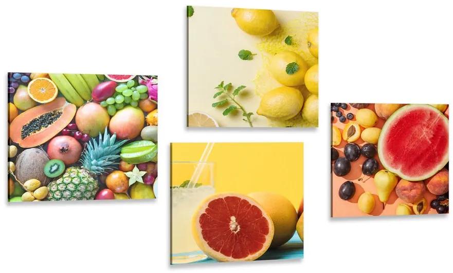 Set obrazů pestré ovoce Varianta: 4x 40x40