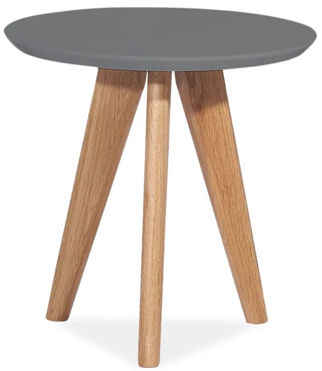 Kulatý konferenční stolek 50 cm v šedém laku s dekorem dub typ S1 KN619