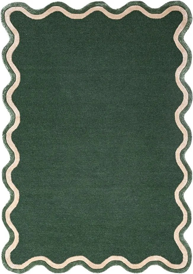 Tmavě zelený ručně tkaný koberec s příměsí vlny 200x290 cm Rivo Wool – Flair Rugs