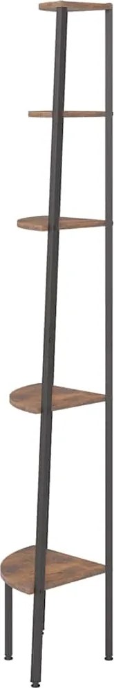 5patrová rohová police tmavě hnědá a černá 45,5 x 31,5 x 180 cm 336395