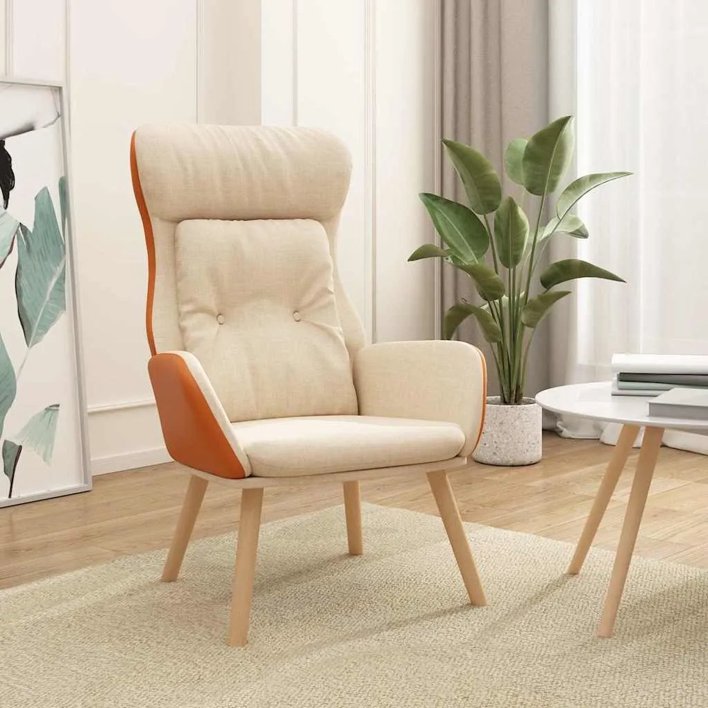Relaxační křeslo krémové textil a PVC 341303