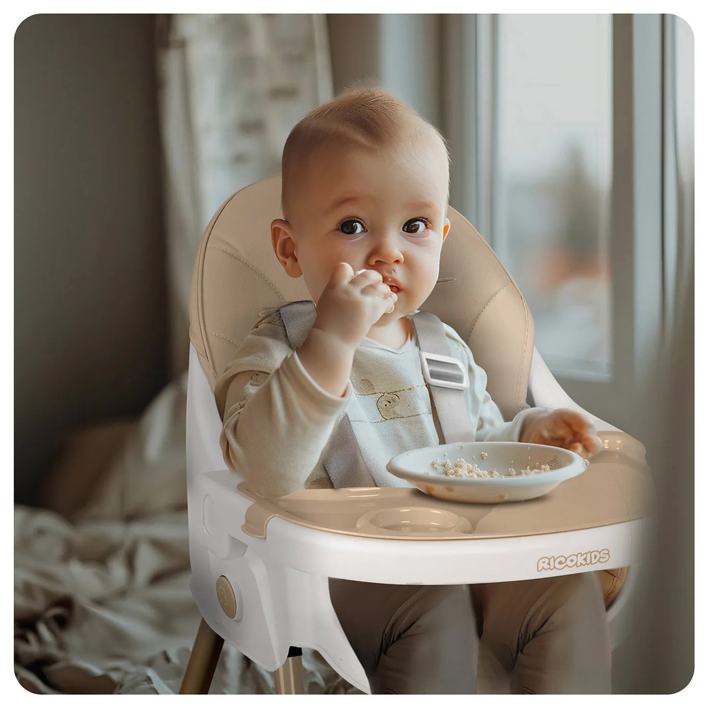 Ricokids béžová židle na krmení pro děti