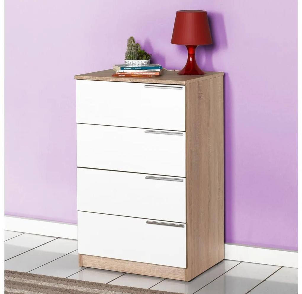 Adore Furniture | Komoda 89x55 cm hnědá/bílá | AD0107