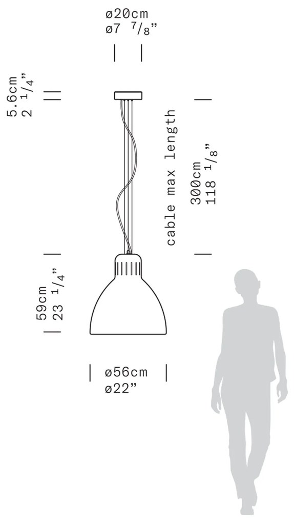 Leucos 0011171 JJ Great, černé závěsné svítidlo, 1x45W LED 2700/3000K stmívatelné, průměr 56cm