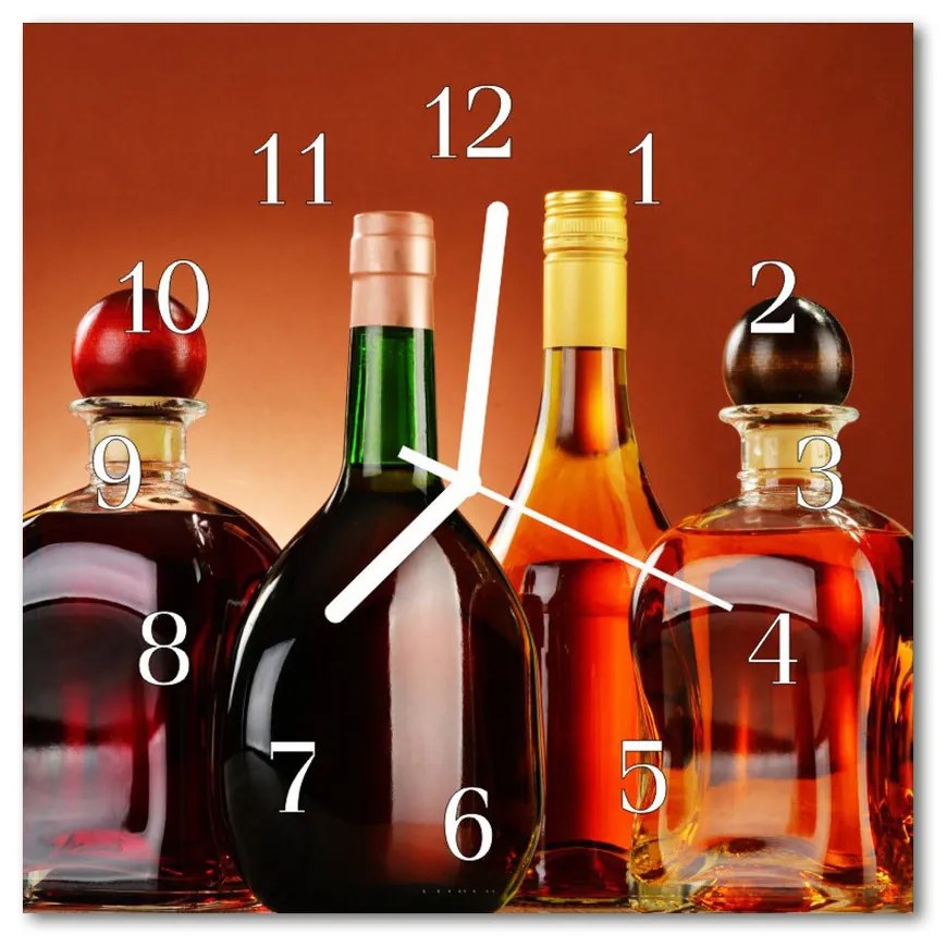 Nástenné skleněné hodiny alkoholy 30x30 cm