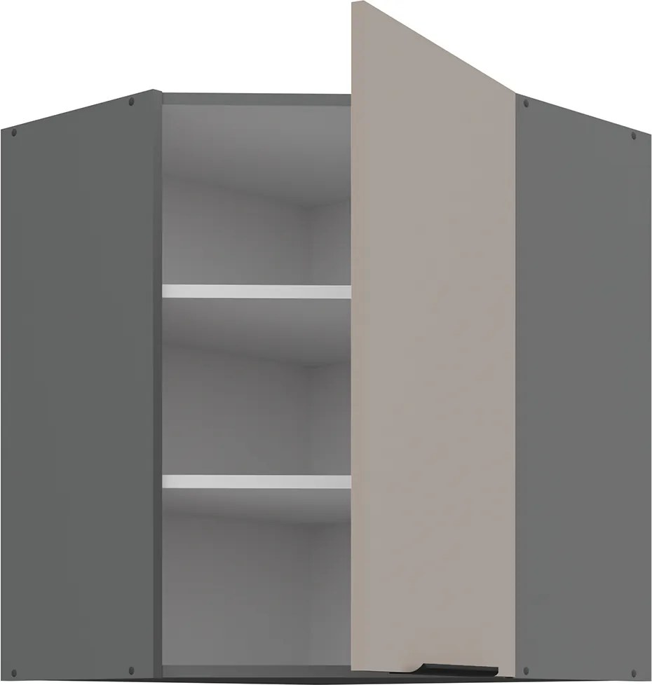 ARIA ta | horní kuchyňská skříňka 60x60 GN-72 1F (45°) rohová s policemi | 60x60 cm | antracit/béžová