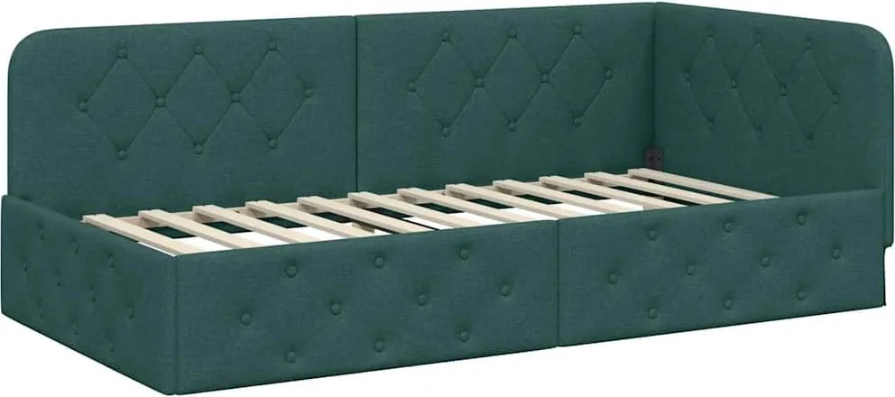 Rohový rám postele Tmavě zelená 100 x 200 cm textil 3394057