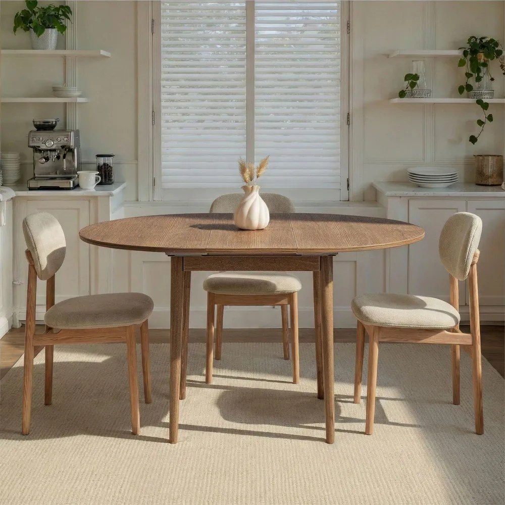 Kulatý rozkládací jídelní stůl s přídavnou deskou v dekoru dubu ø 100 cm Viona – Kalune Design