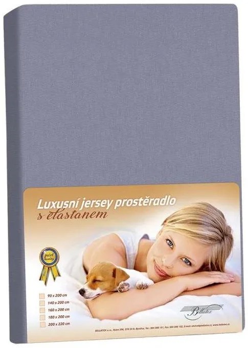 Prostěradlo bellatex jersey s elastanem - 90 x 200 cm - tmavě šedá