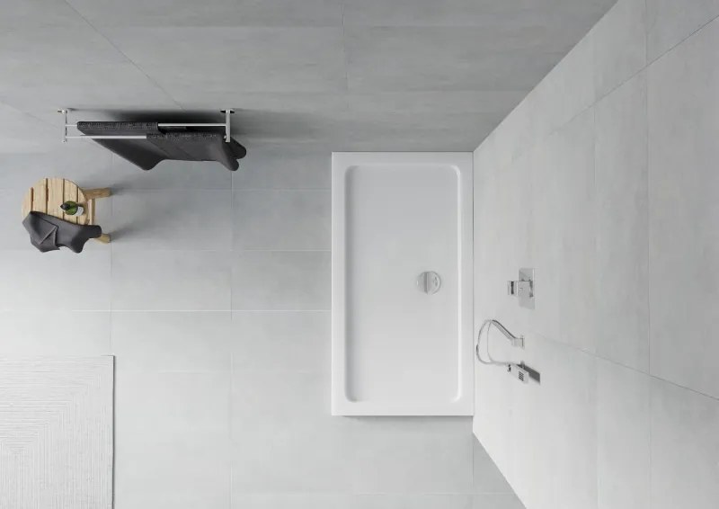 Mexen Flat obdélníková sprchová vanička slim 120 x 70 cm, bílá, sifon chrom - 40107012