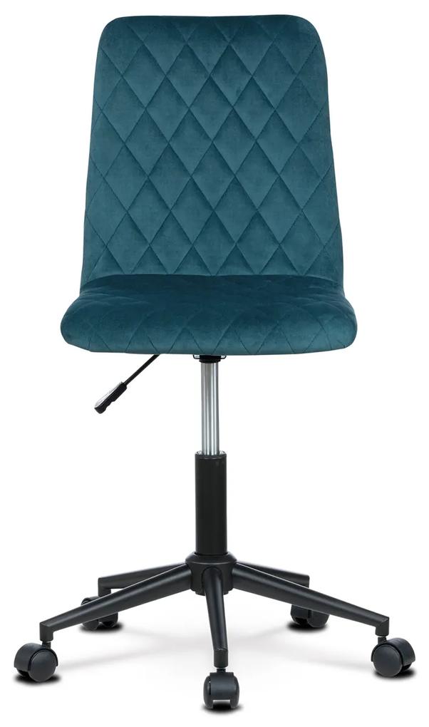 Kancelářská židle dětská, potah modrá sametová látka, výškově nastavitelná - KA-T901 BLUE4