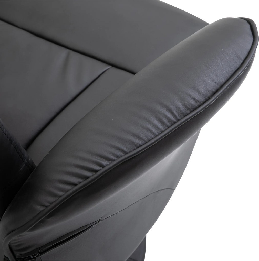 Křeslo HOMCOM do obývacího pokoje s podnožkou, čalouněné PU, sklopné až do 145° a otáčivé o 360° s nastavitelným opěradlem pro obývací pokoj, ložnici…