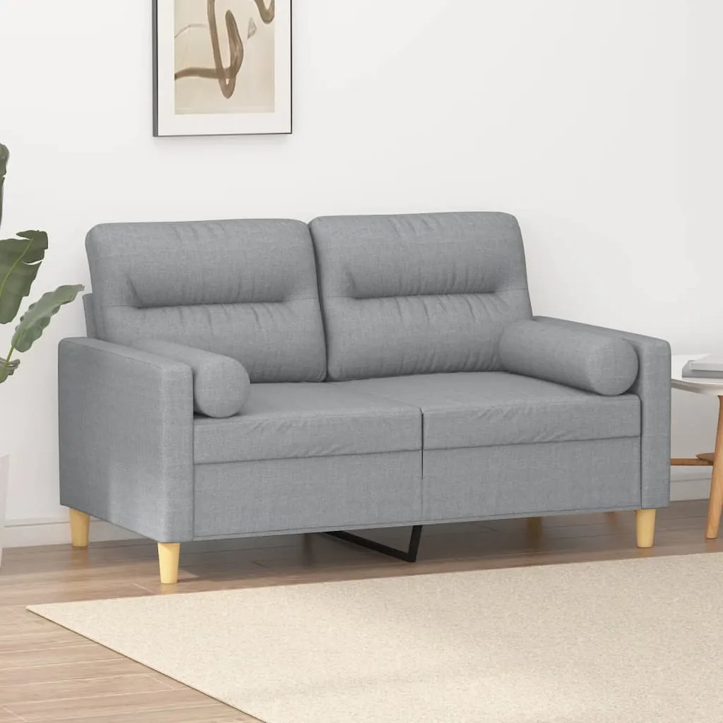 2místná pohovka s polštáři světle šedá 120 cm textil 3200813