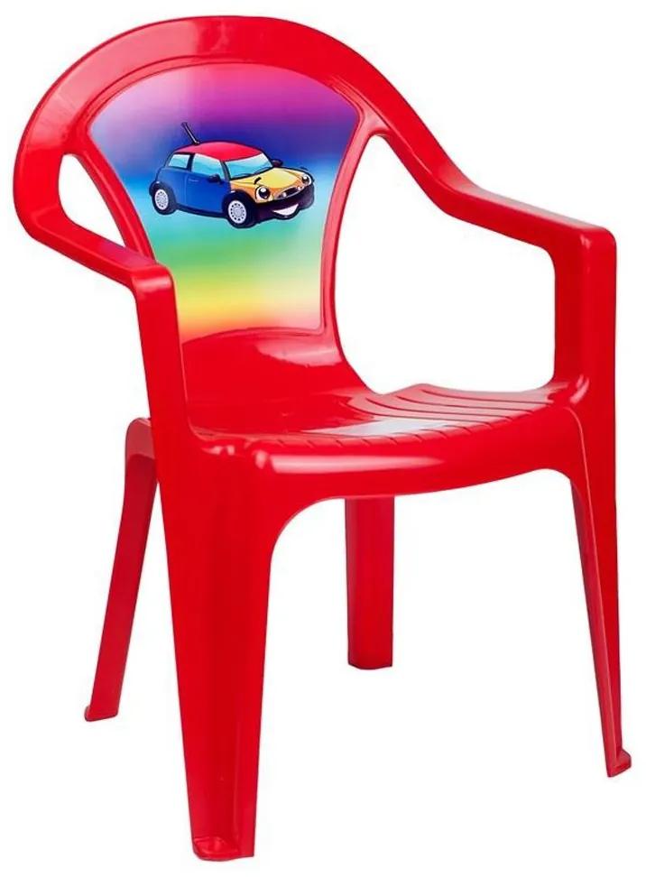 STAR PLUS Dětský zahradní nábytek - Plastová židle červená auto